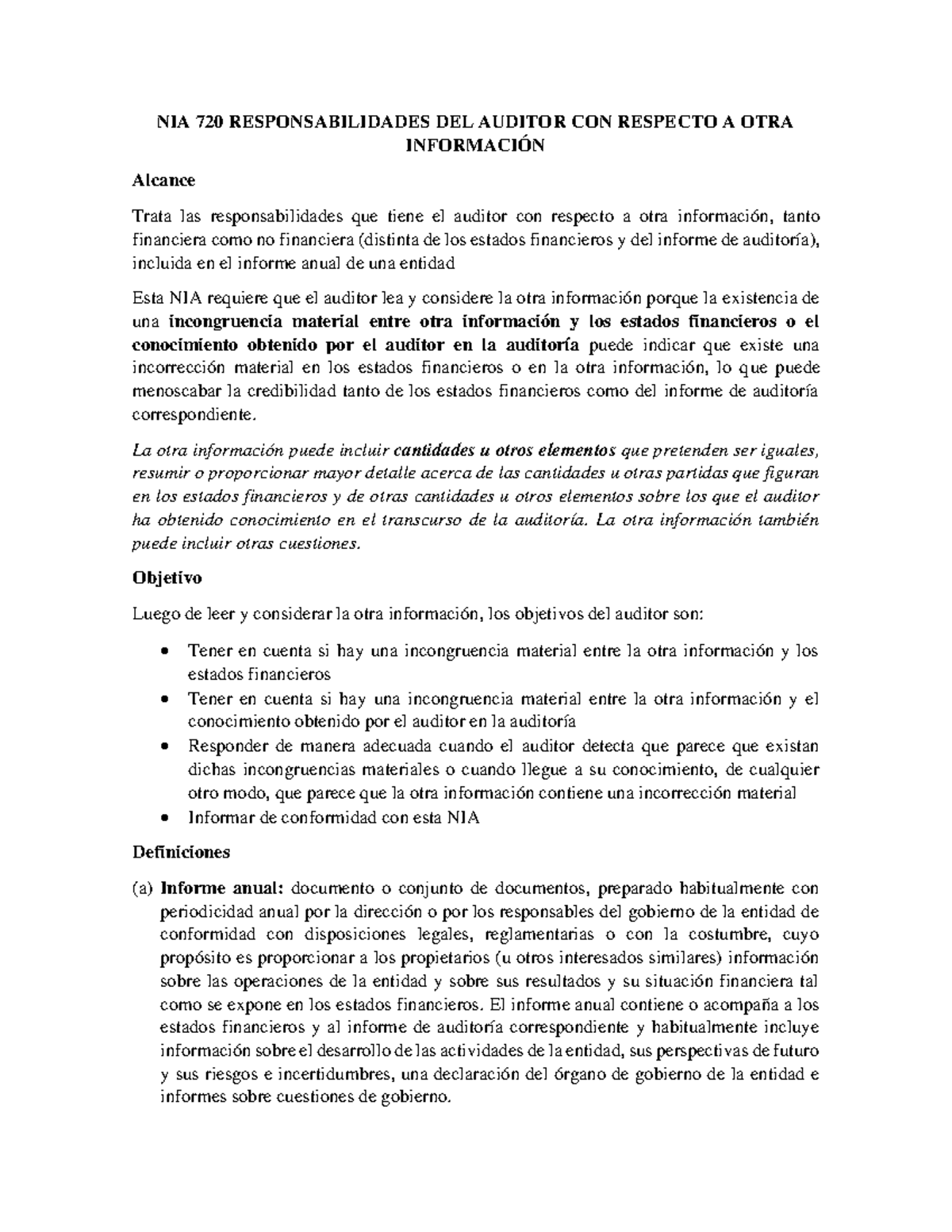 NIA 720 Otra Información - normas internacionales de auditoria - UMG ...
