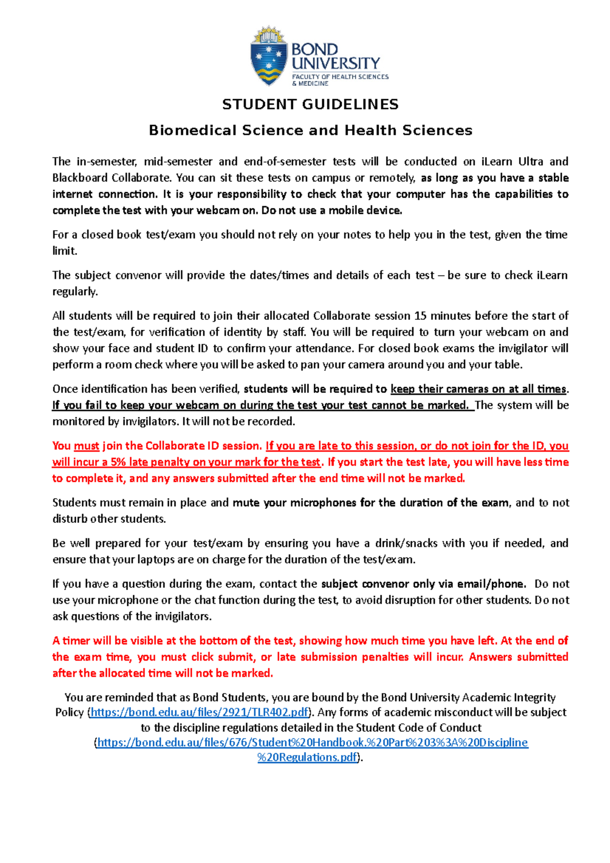 BMED Student Pre-Exam Collaborate Invigilation 221 - STUDENT GUIDELINES ...