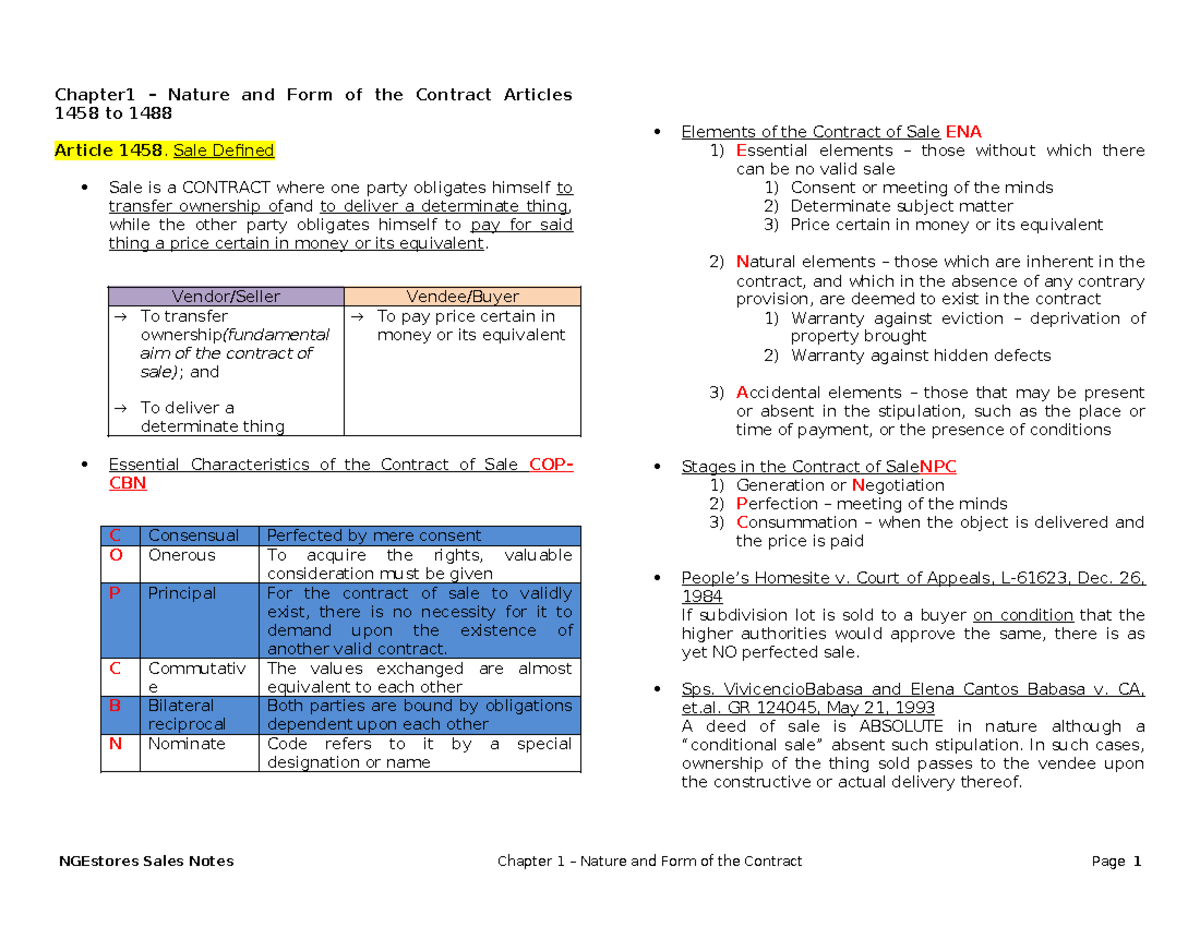 Chapter 1 Nature and Form of the Contract 052024 - Chapter1 – Nature ...
