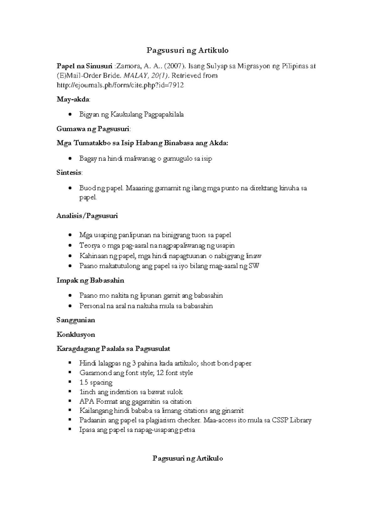 Pagsusuri-ng-artikulo compress - Pagsusuri ng Artikulo Papel na ...