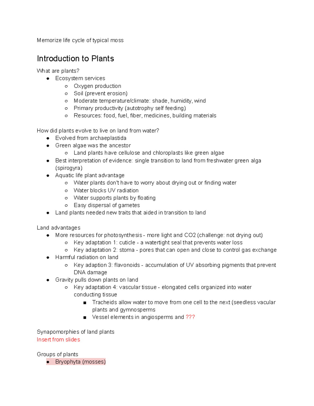Biology introduction to plants - Memorize life cycle of typical moss ...