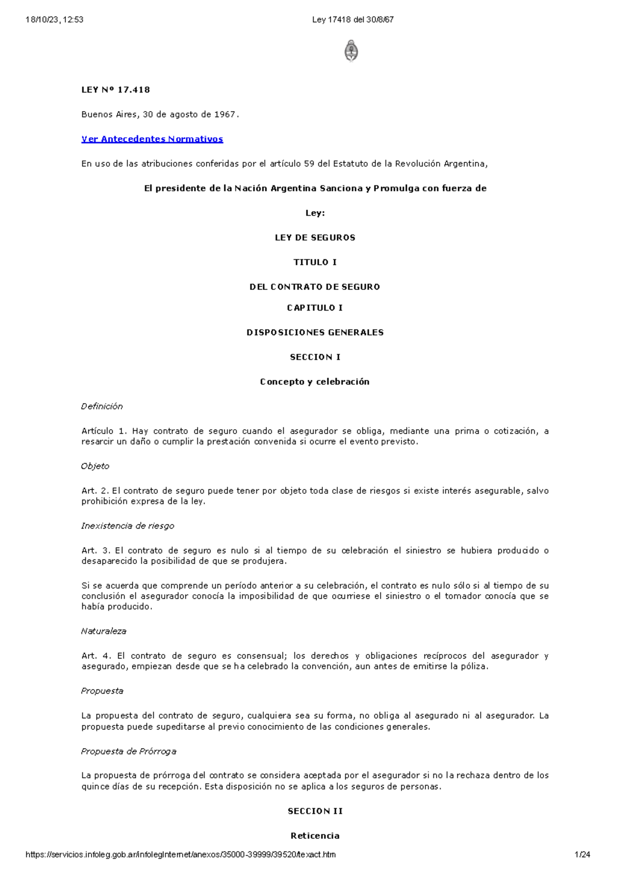 Ley 17 - Leyes que se usan en derecho de contratos - LEY Nº 17. Buenos ...