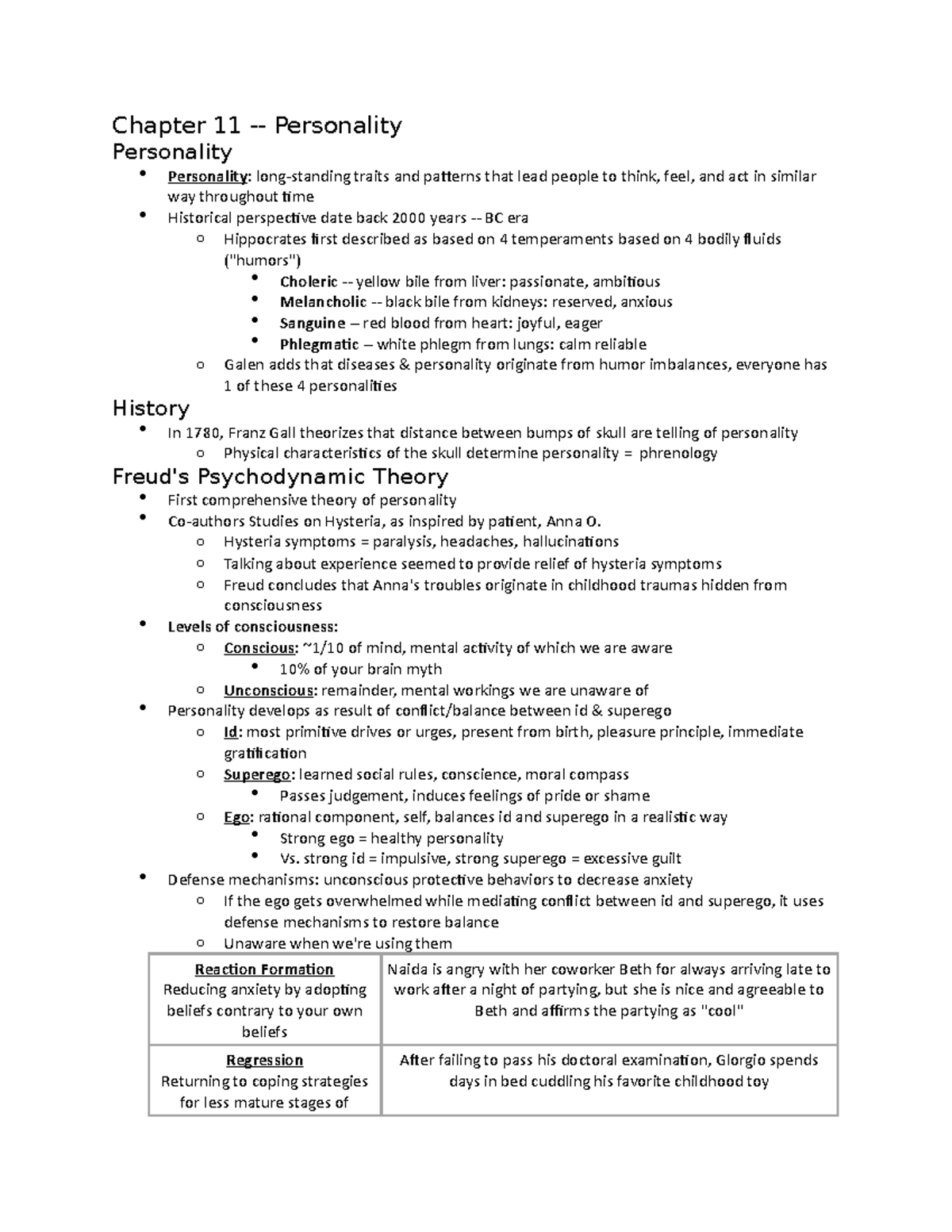 Psych chapter 11 - Chapter 11 - Personality Personality Personality ...