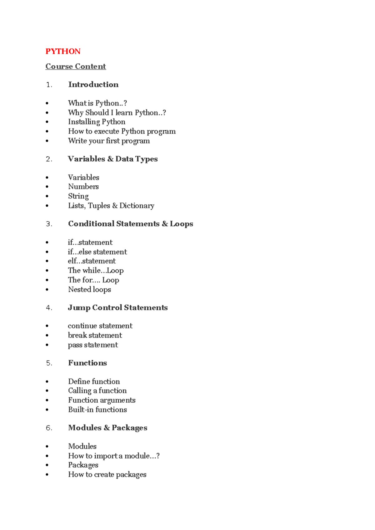 Python Content Python Course Content 1 Introduction What Is Python Why Should I Learn 9942