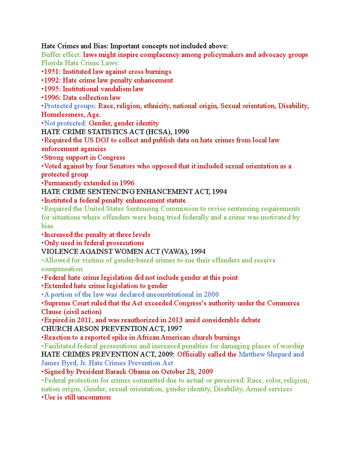 Hate Crimes and Bias Extra Notes - Hate Crimes and Bias: Important ...