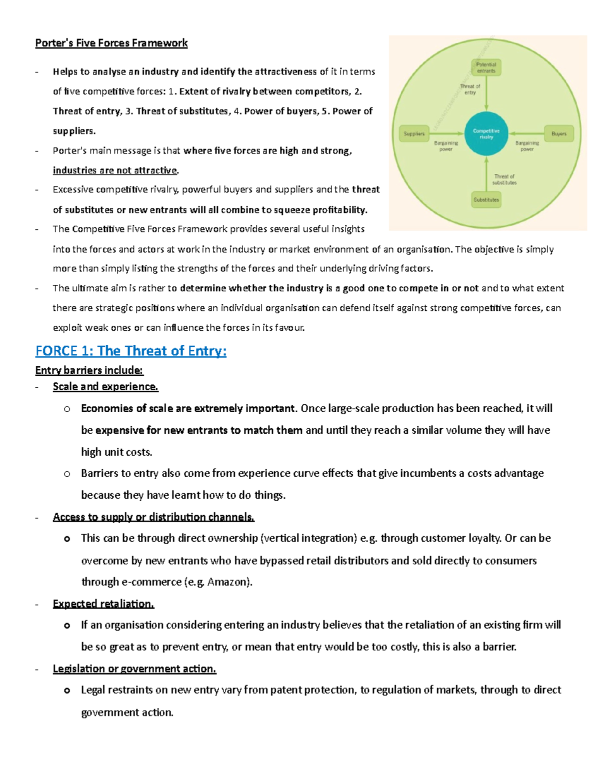 Porter Five Forces - Extent of rivalry between competitors, 2. Threat ...