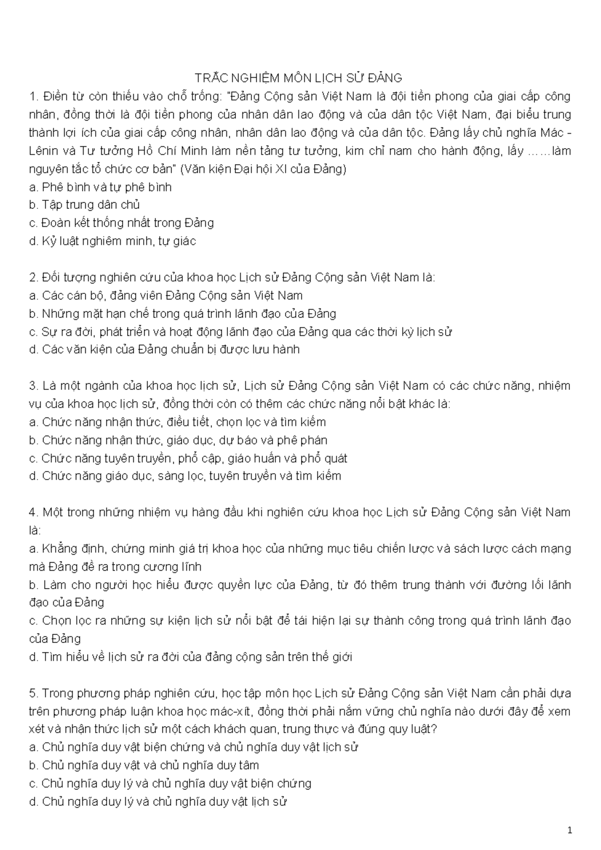 Lsdcs photo - TRẮC NGHIỆM MÔN LỊCH SỬ ĐẢNG Điền từ còn thiếu vào chỗ trống: “Đảng Cộng sản Việt ...