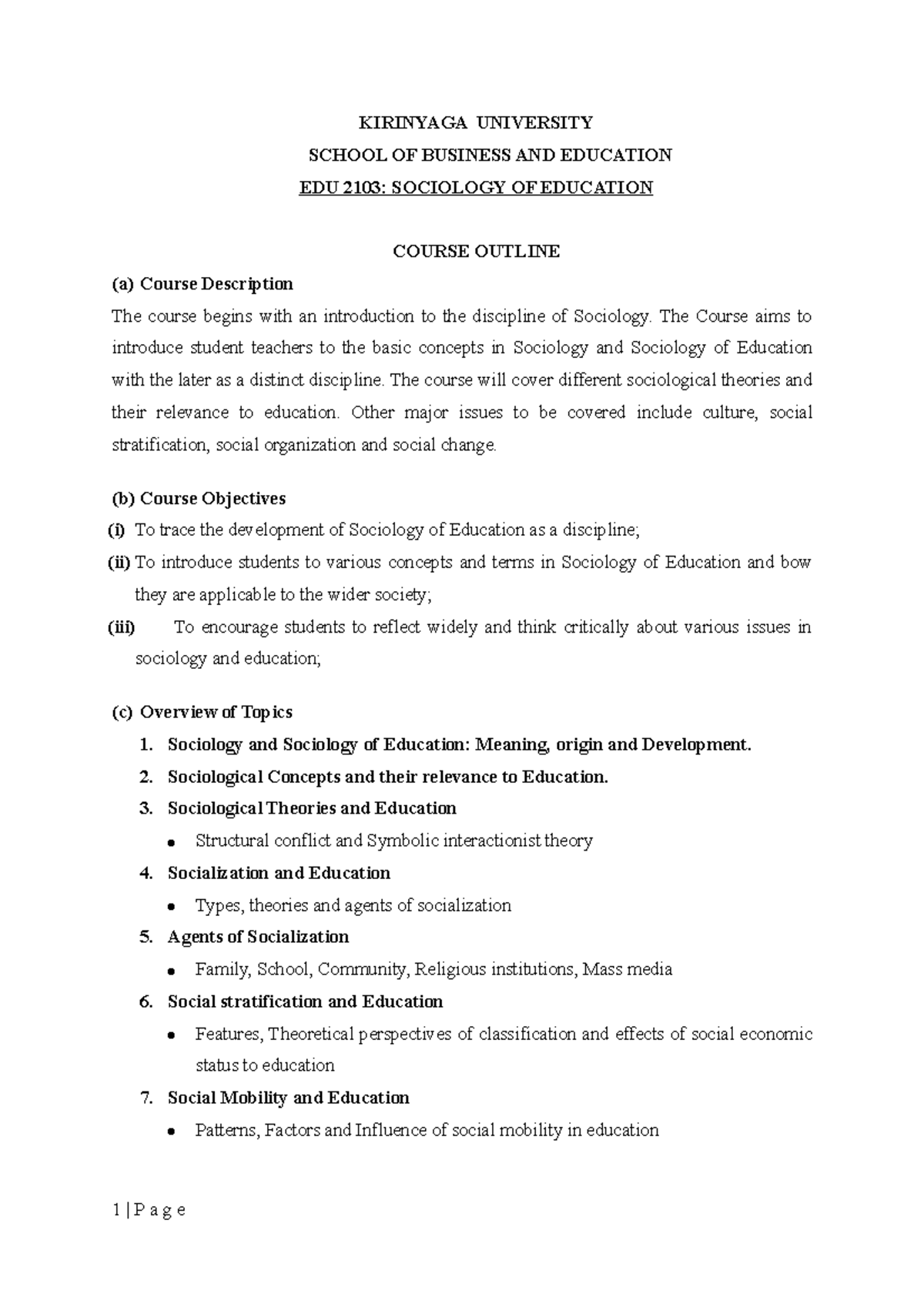 EDUC 2103 Sociology OF Education Lecture Notes - KIRINYAGA UNIVERSITY ...