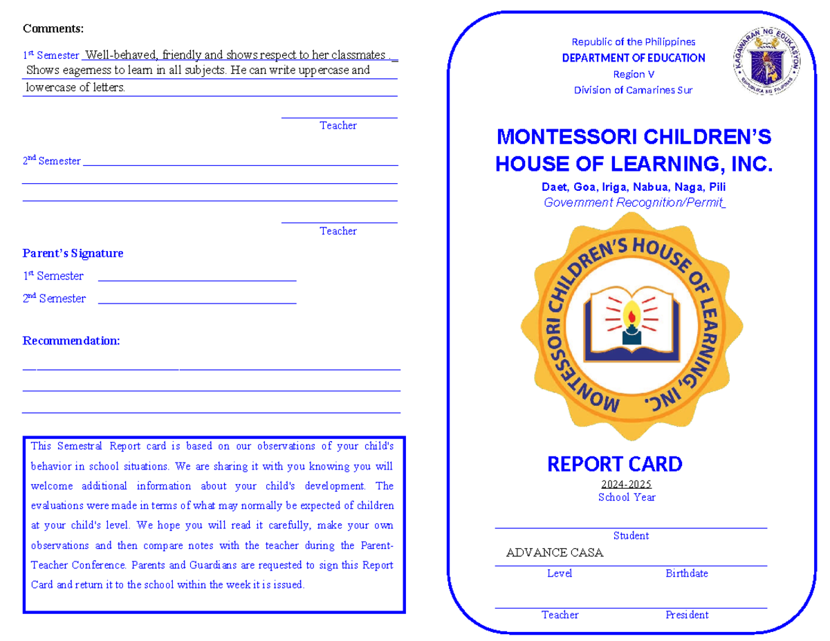 Advance Casa - Posada - card - Republic of the Philippines DEPARTMENT ...