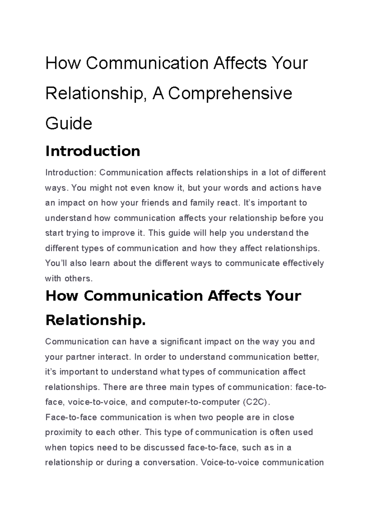 How Communication Affects Your Relationship, A Comprehensive Guide ...