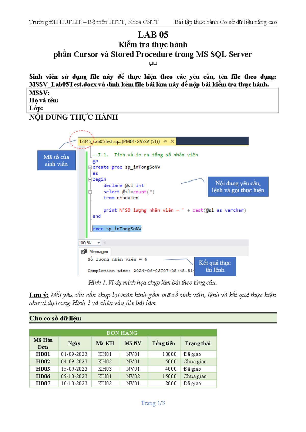 Lab05 - ádđ - Trường ĐH HUFLIT – Bộ môn HTTT, Khoa CNTT Bài tập thực ...