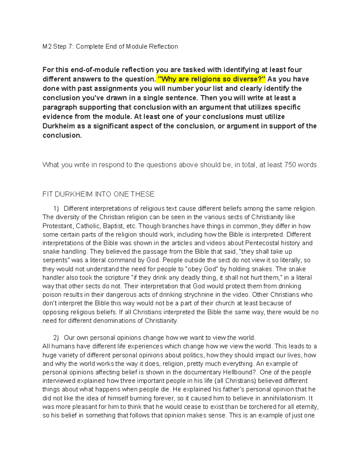 REL 101- M2 Step 7 Complete End of Module Reflection - M2 Step 7 ...