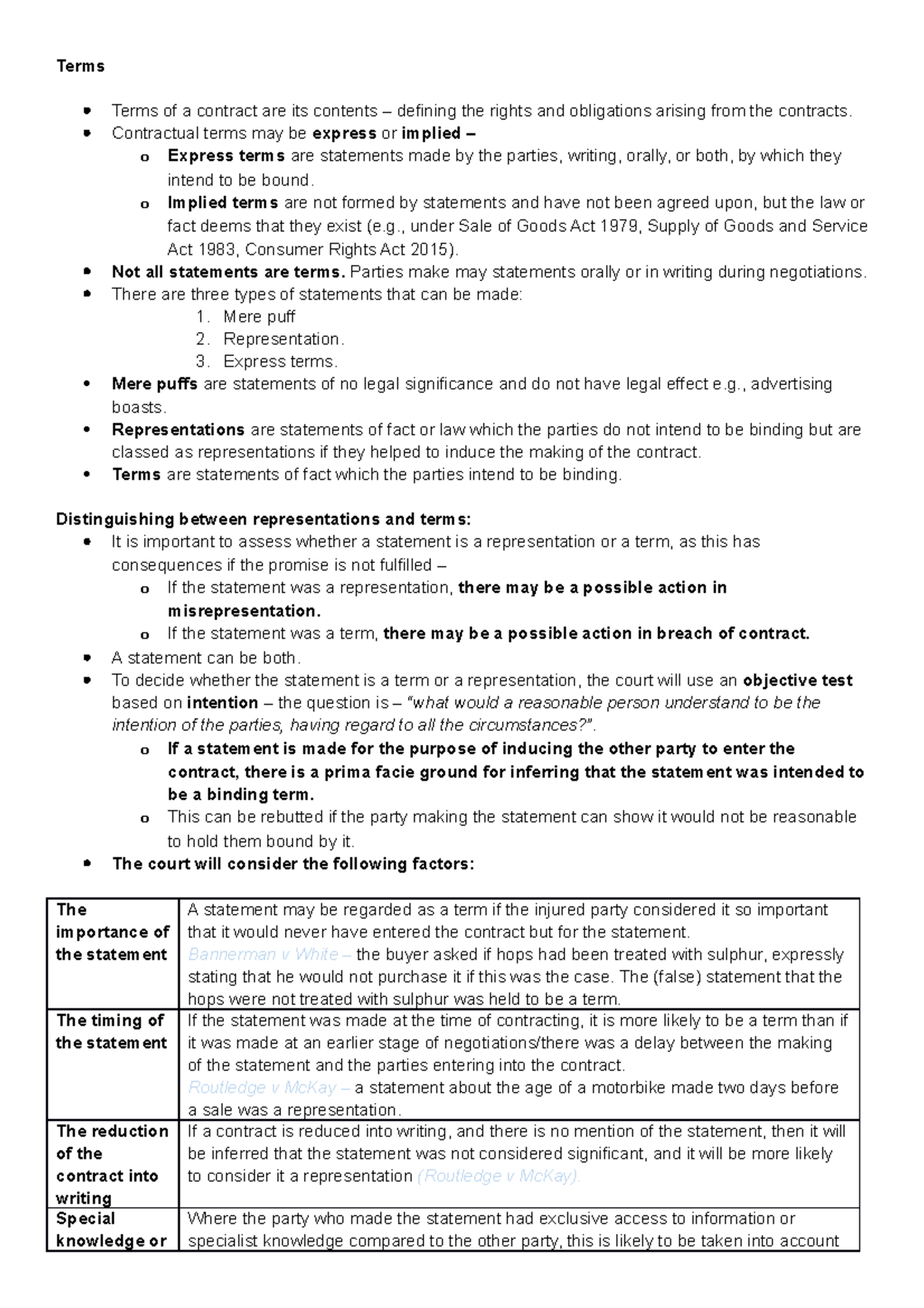 Terms of Contracts - Terms Terms of a contract are its contents ...