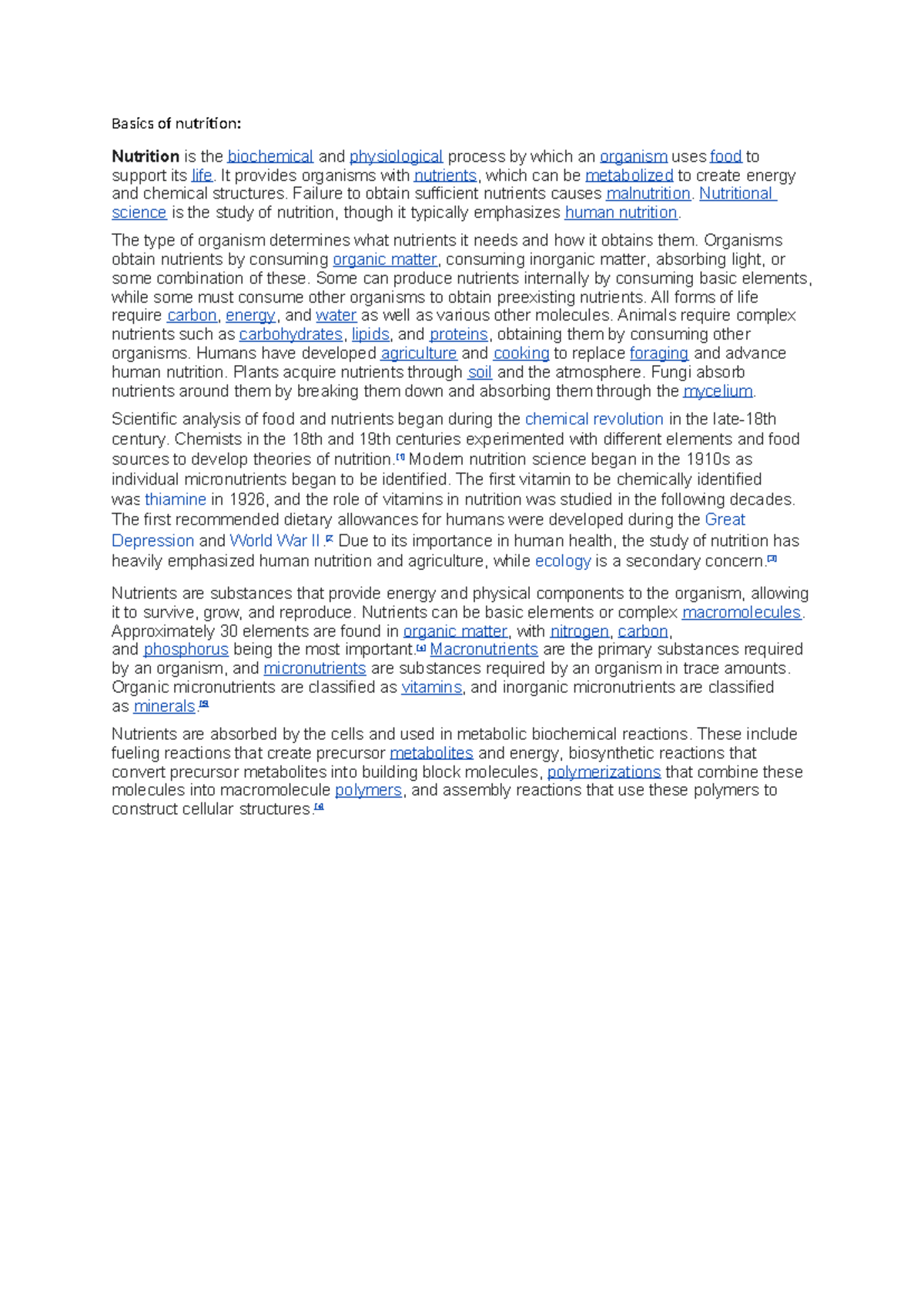 Basics of nutrition - Basics of nutrition: Nutrition is the biochemical ...