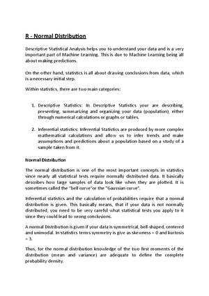 COMP 1814 - Statistical Techniques WITH R - COMP 1814 - STATISTICAL TECHNIQUES WITH R REVISION ...