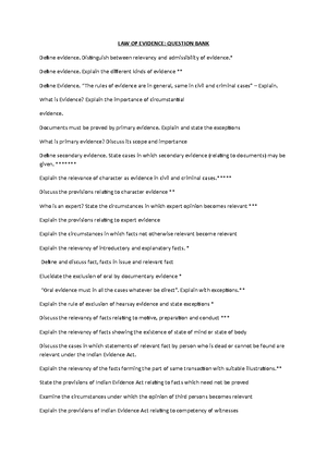 4th sem Question Papers - Evidence Question Bank - Studocu