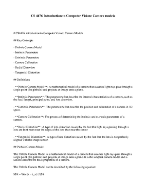 CS 4476 Introduction to Computer Vision - Motion estimation - It is an important part of ...