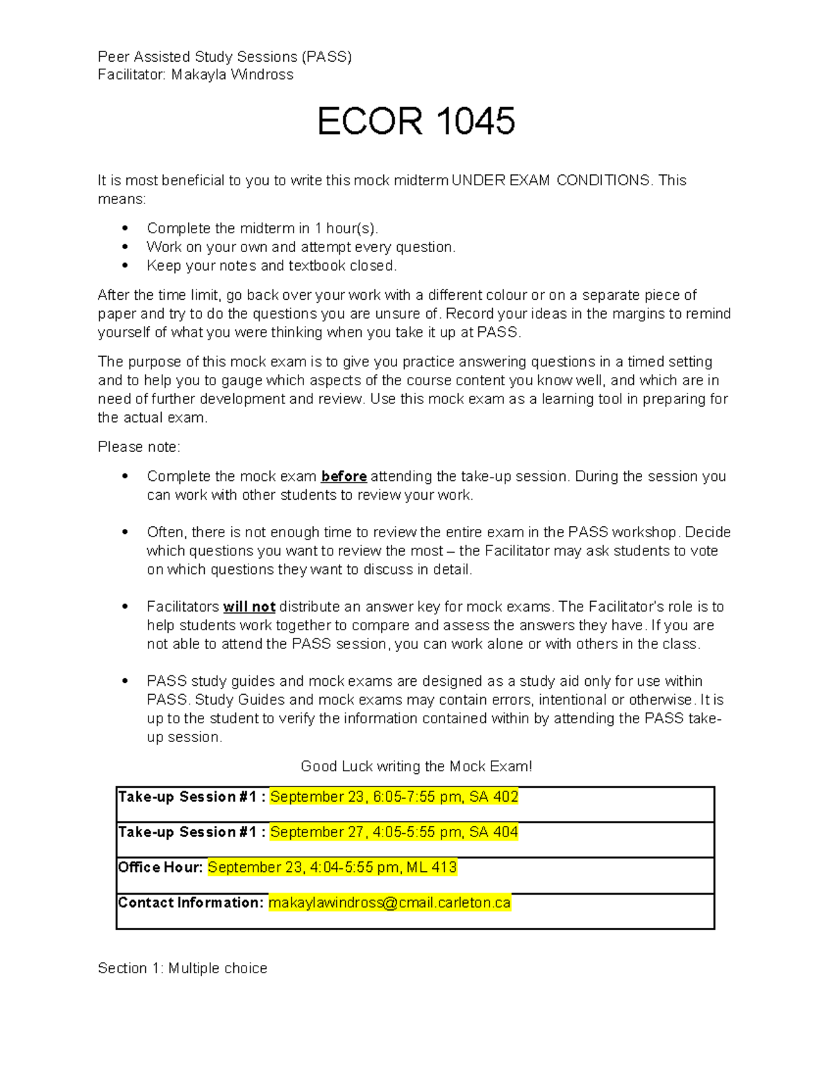 ECOR 1045 ABC - Mock Midterm 3 - Facilitator: Makayla Windross ECOR 1045 It is most beneficial ...