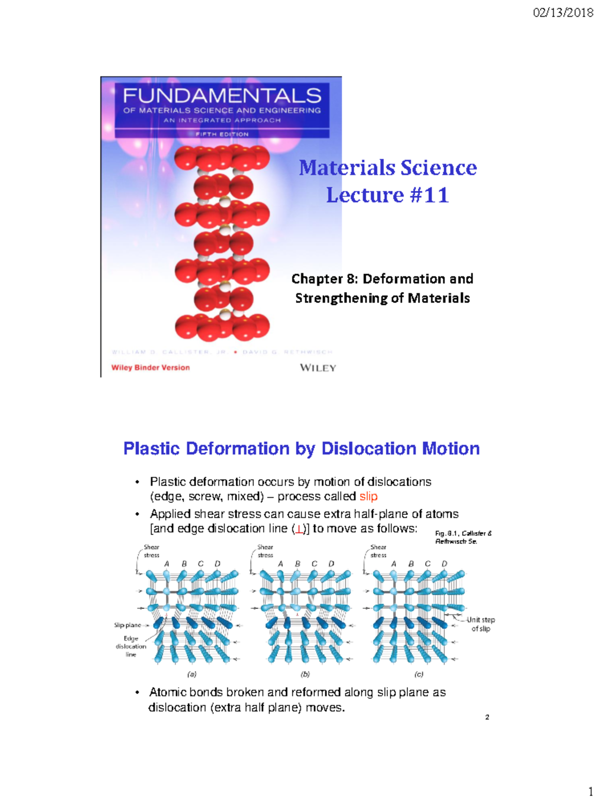 Spring 2018 Materials Science Lecture 11 Chapter 8.1 - 8 - Warning: TT ...