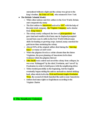 Give Me Liberty Eric Foner Chapter 2 and 3 Outlines - Give Me Liberty ...