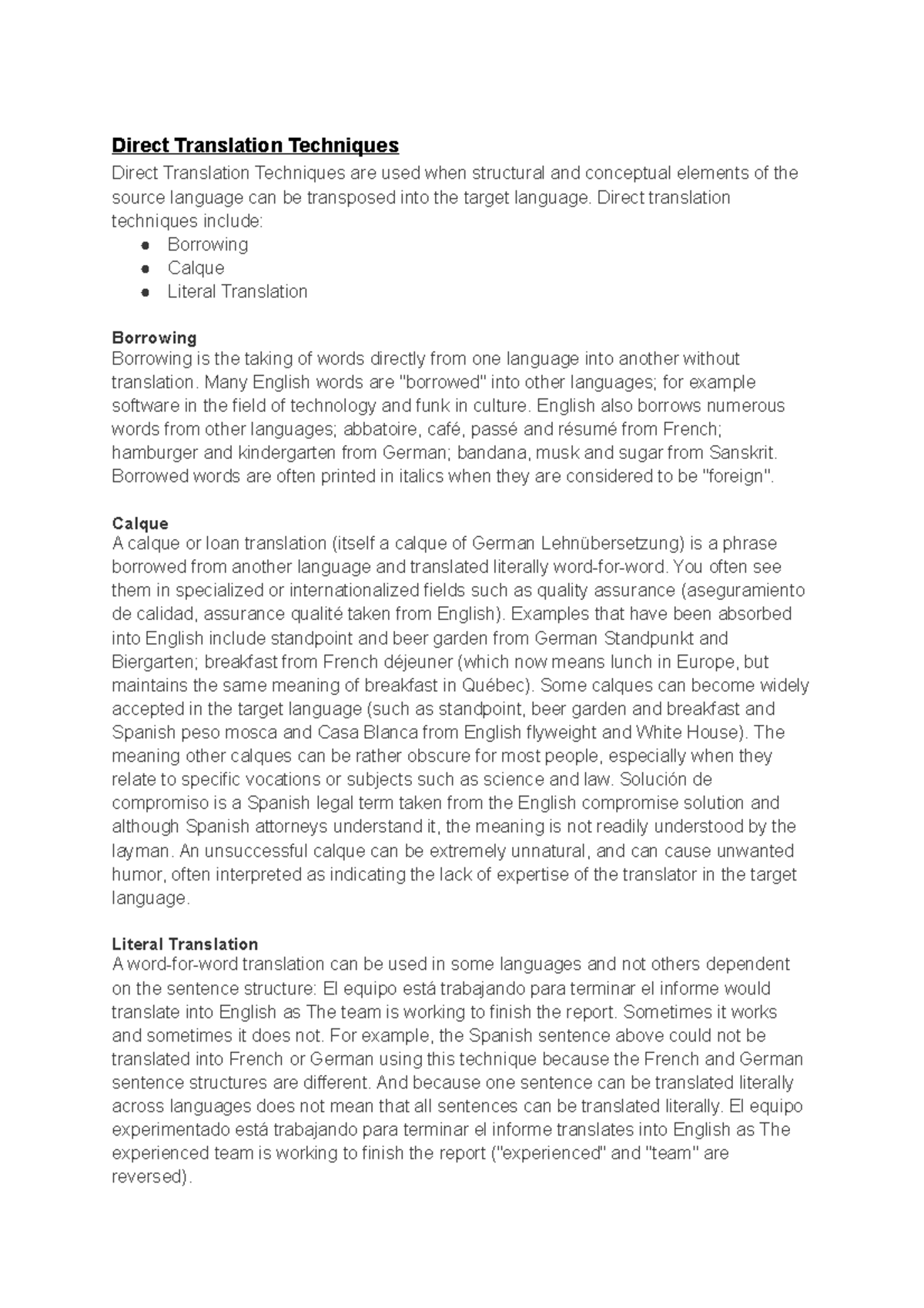 Direct Translation Techniques - Direct Translation Techniques Direct ...