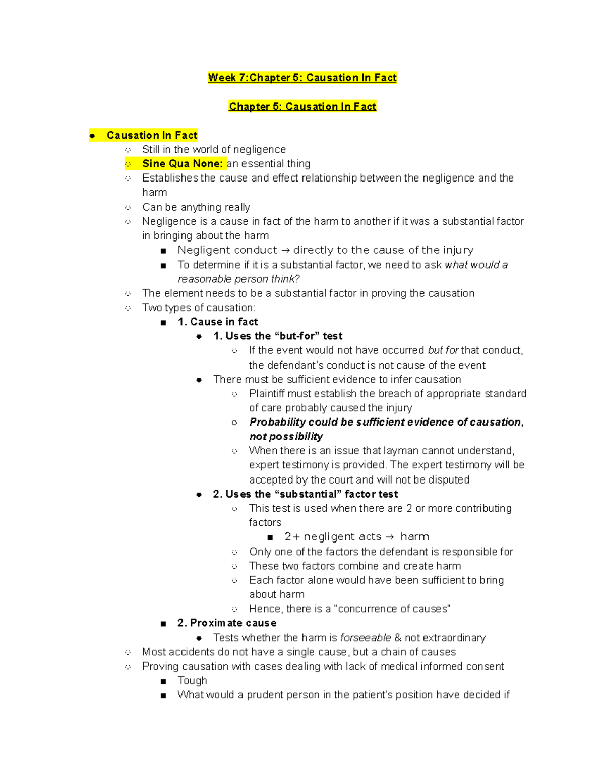 Week 7 Chapter 5 Causation Cause In Fact - Week 7:Chapter 5: Causation ...