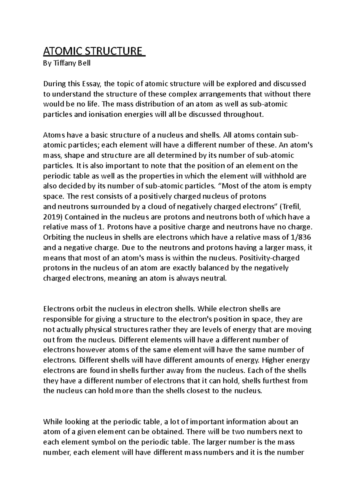 Atomic Structure 2 - distinction recived - ATOMIC STRUCTURE By Tiffany ...