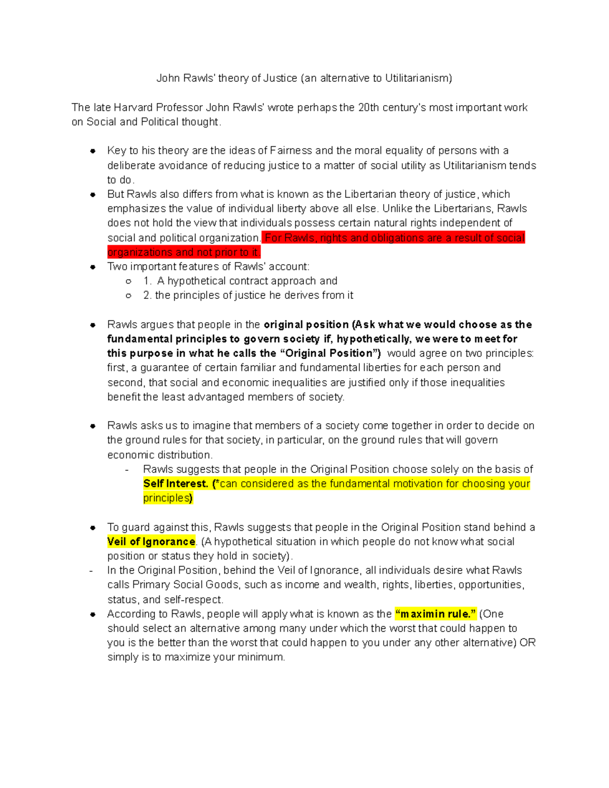 John Rawls - This is a note for course Phil-186 with Dr. Carlos A ...