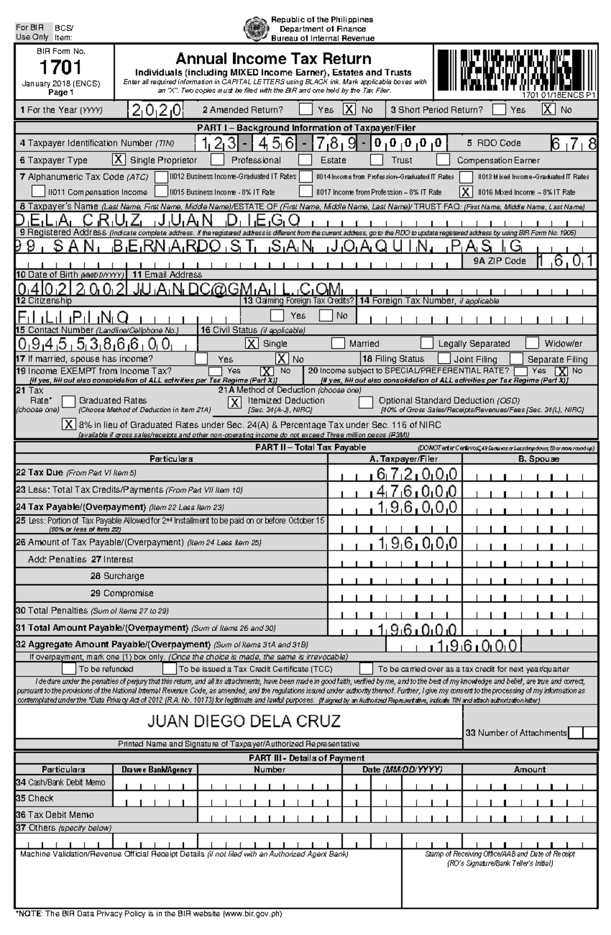 1701 Jan 2018 final with rates - BIR Form No**.** 1701 January 2018 ...