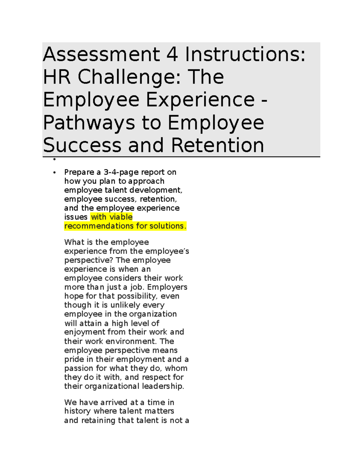 Assessment 4 Instructions - Assessment 4 Instructions: HR Challenge ...