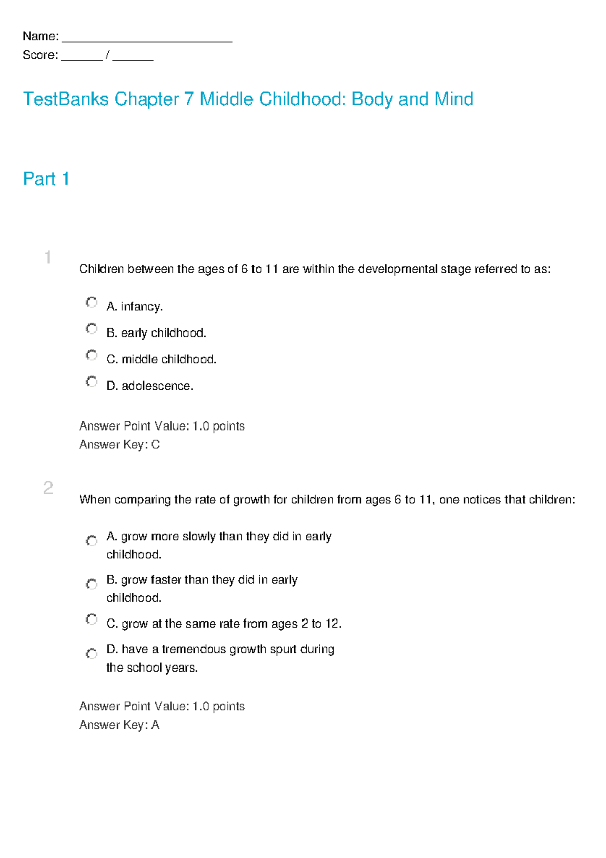chapter 7 textbook notes - Name: _________________________ Score ...