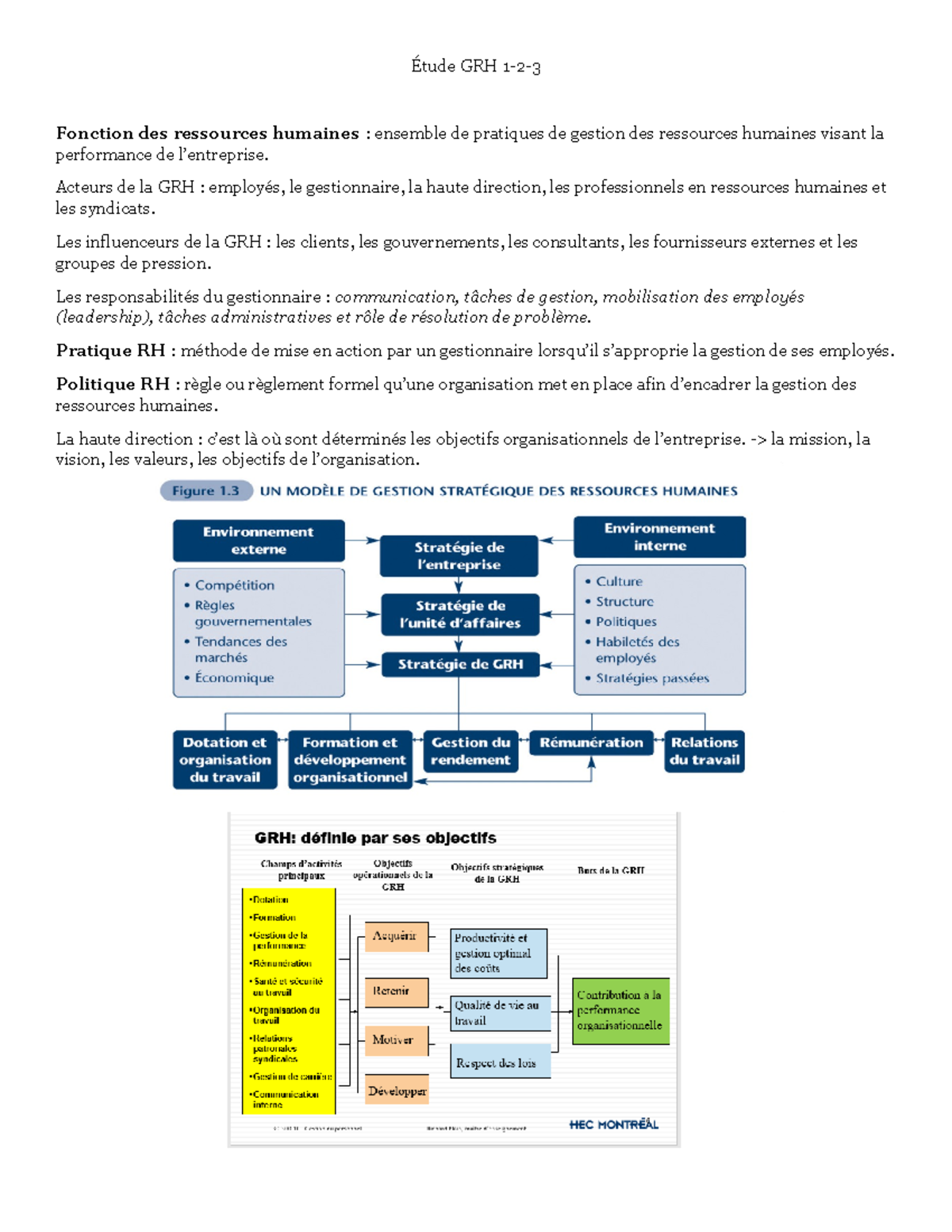 Étude GRH 1-2-3 - Notes de cours 1,2,3 - Étude GRH 1-2- Fonction des ... Étude GRH 1-2-3 - Notes de cours 1,2,3 - Étude GRH 1-2- Fonction des ...