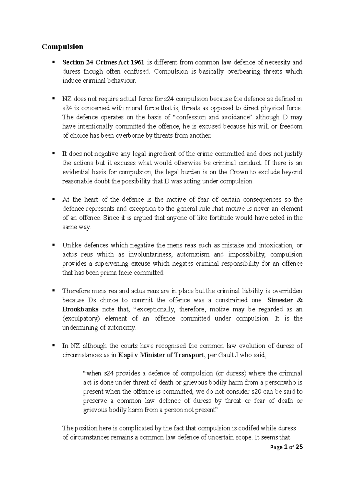 Compulsion cases and materials Crimes Act - Compulsion Section 24 ...