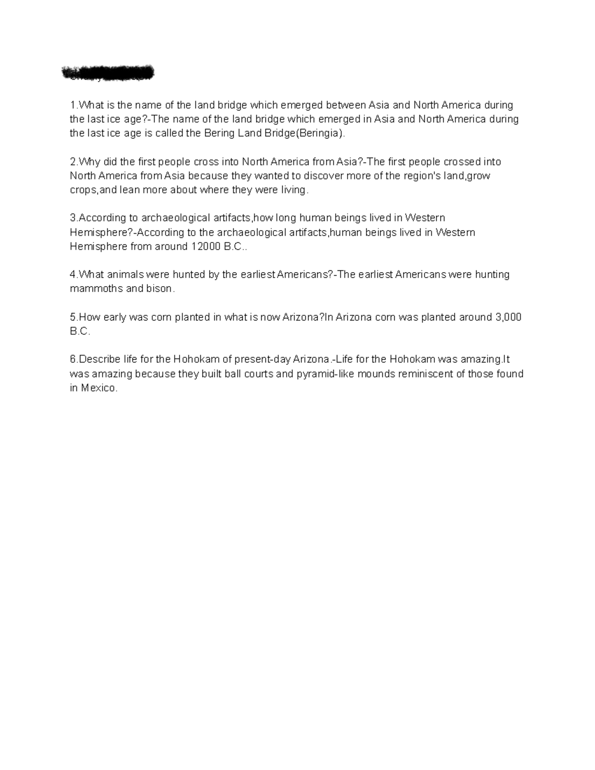 - The First Americans Worksheet - Shaniyha Boston 1 is the name of the ...