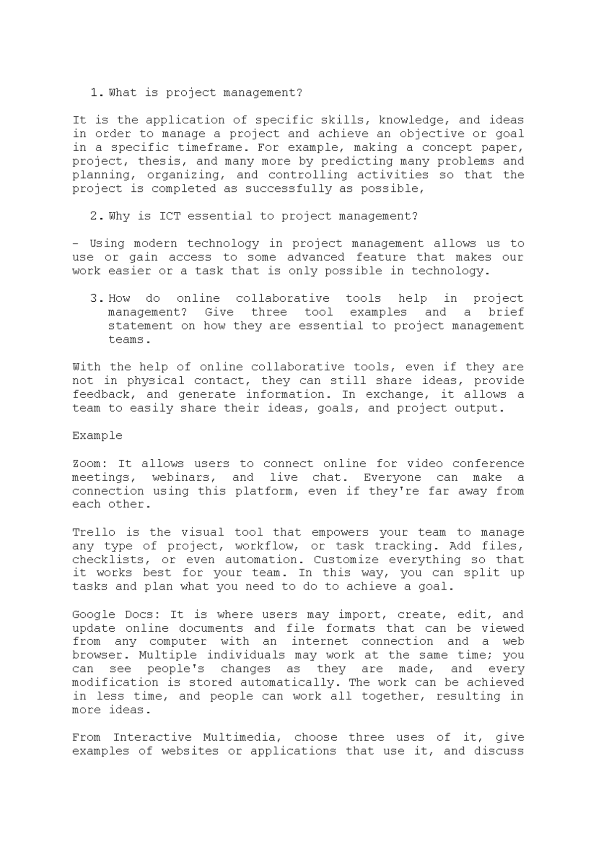 What Is Project Management What Is Project Management It Is The