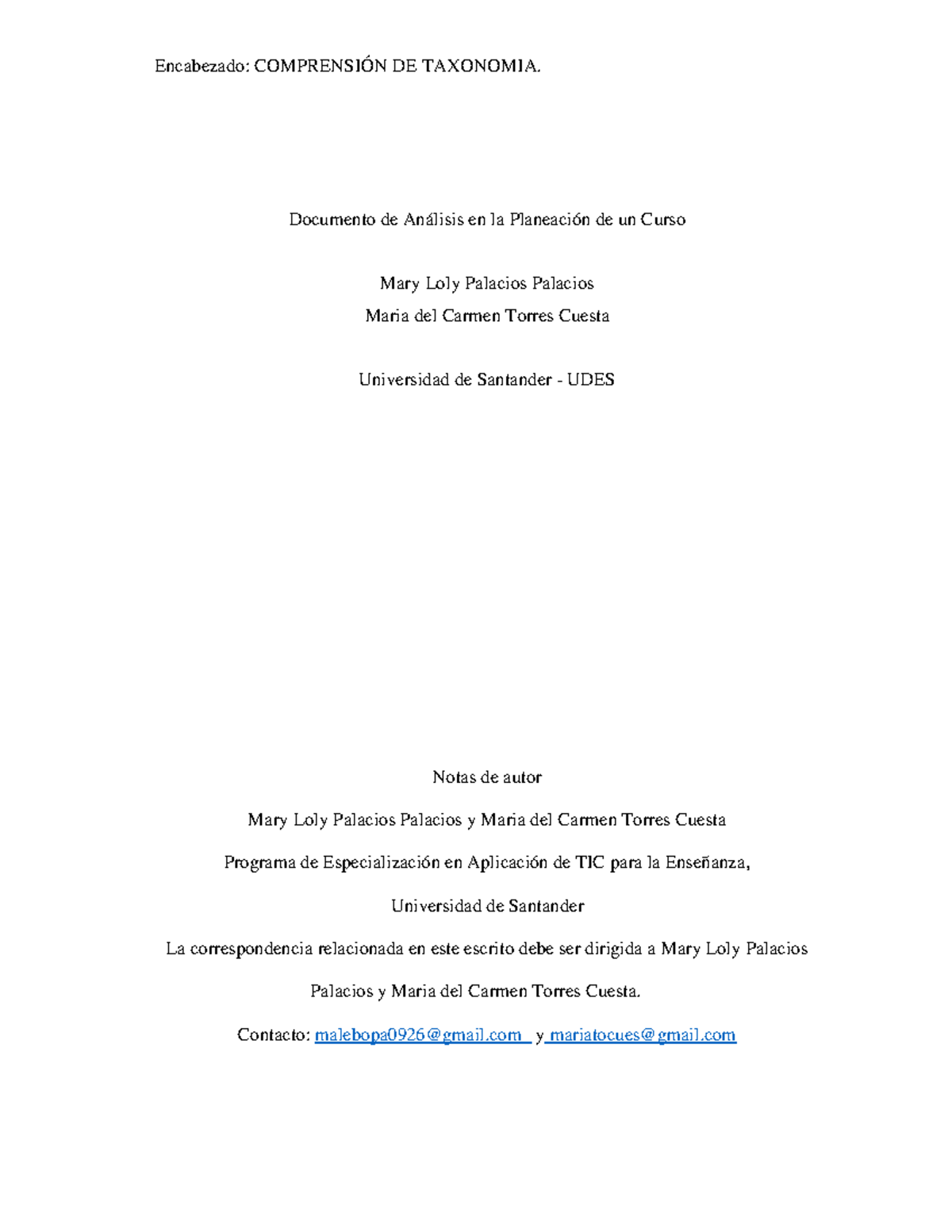 Mary Palacios Actividad 2 - Encabezado: COMPRENSIÓN DE TAXONOMIA ...