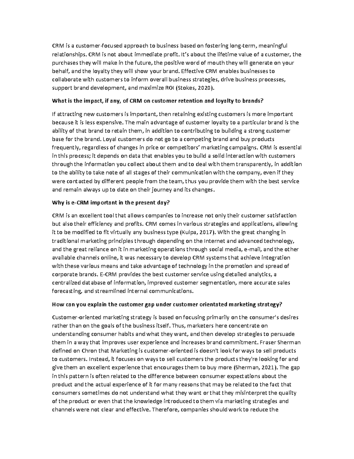 Discussion Form Unit 8 - CRM is a customer-focused approach to business ...