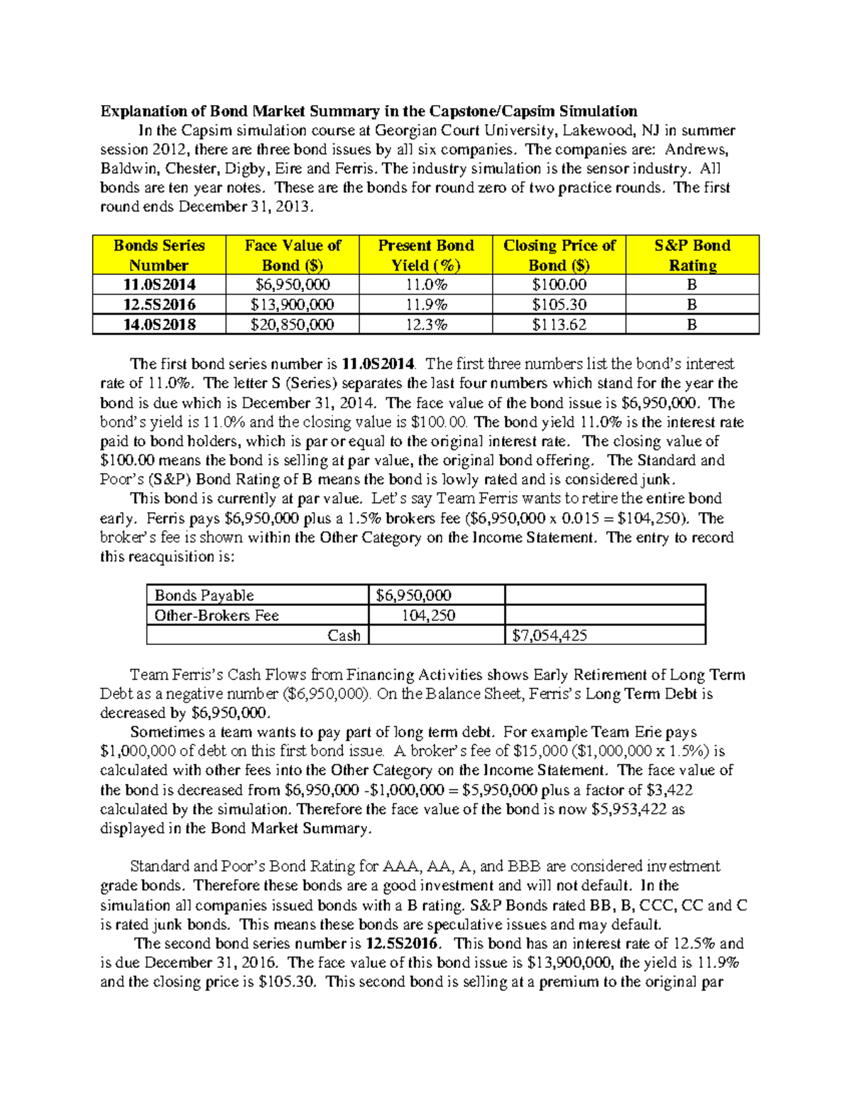 Explanation of Bonds in the Capstone - Explanation of Bond Market ...