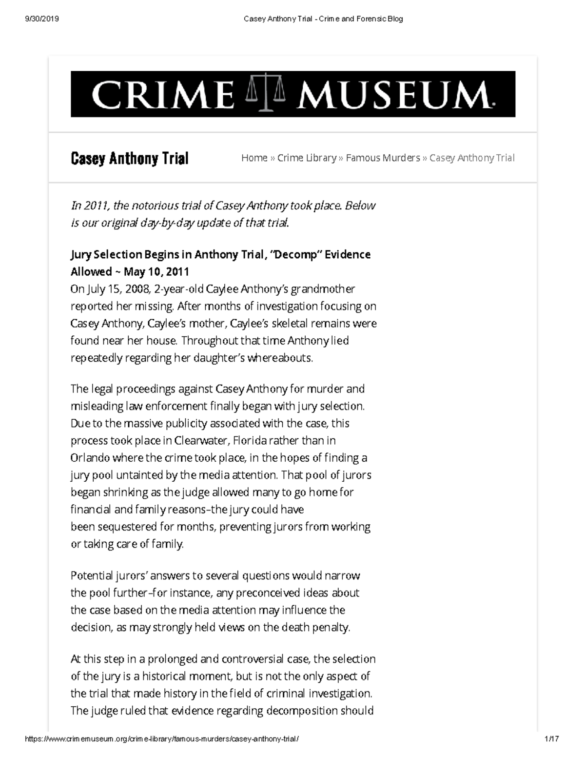 Casey Anthony Trial - Crime and Forensic Blog - Casey Anthony Trial ...