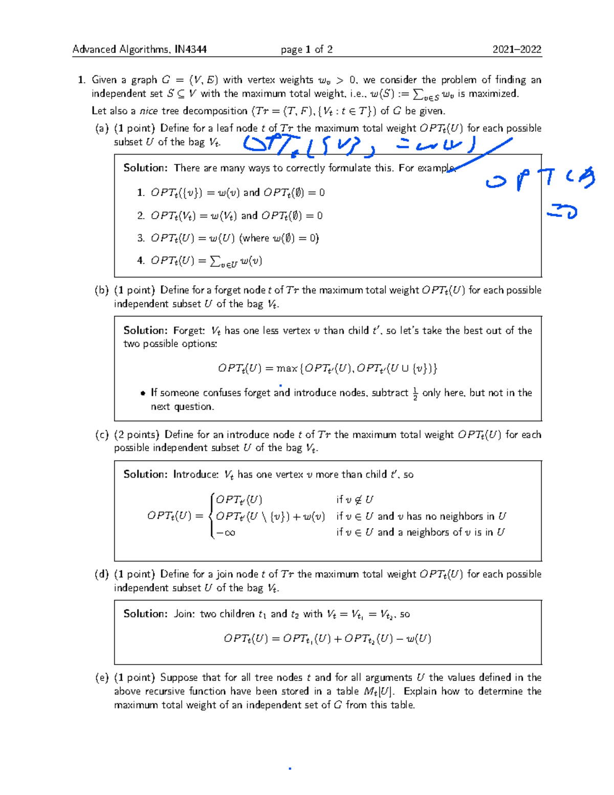 4 nice independent set1 - Advanced Algorithms, IN4344 page 1 of 2 2021– Given a graph G = (V, E ...