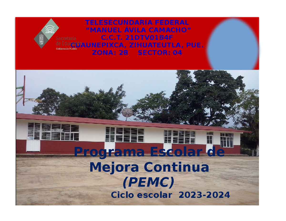 PEMC Manuel Avila Camacho 2023-2024 - ####### TELESECUNDARIA FEDERAL ...
