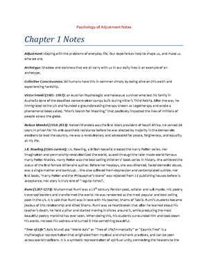 Psychology of Adjustment Notes - Psychology of Adjustment Notes Chapter ...