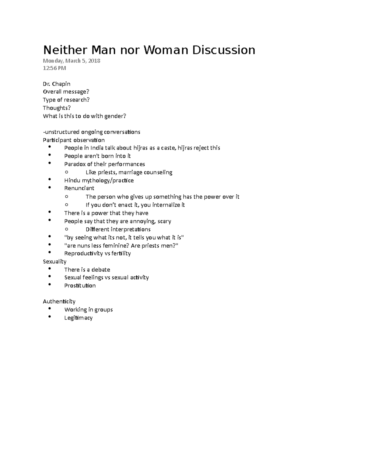 Neither Man nor Woman Discussion - Neither Man nor Woman Discussion ...