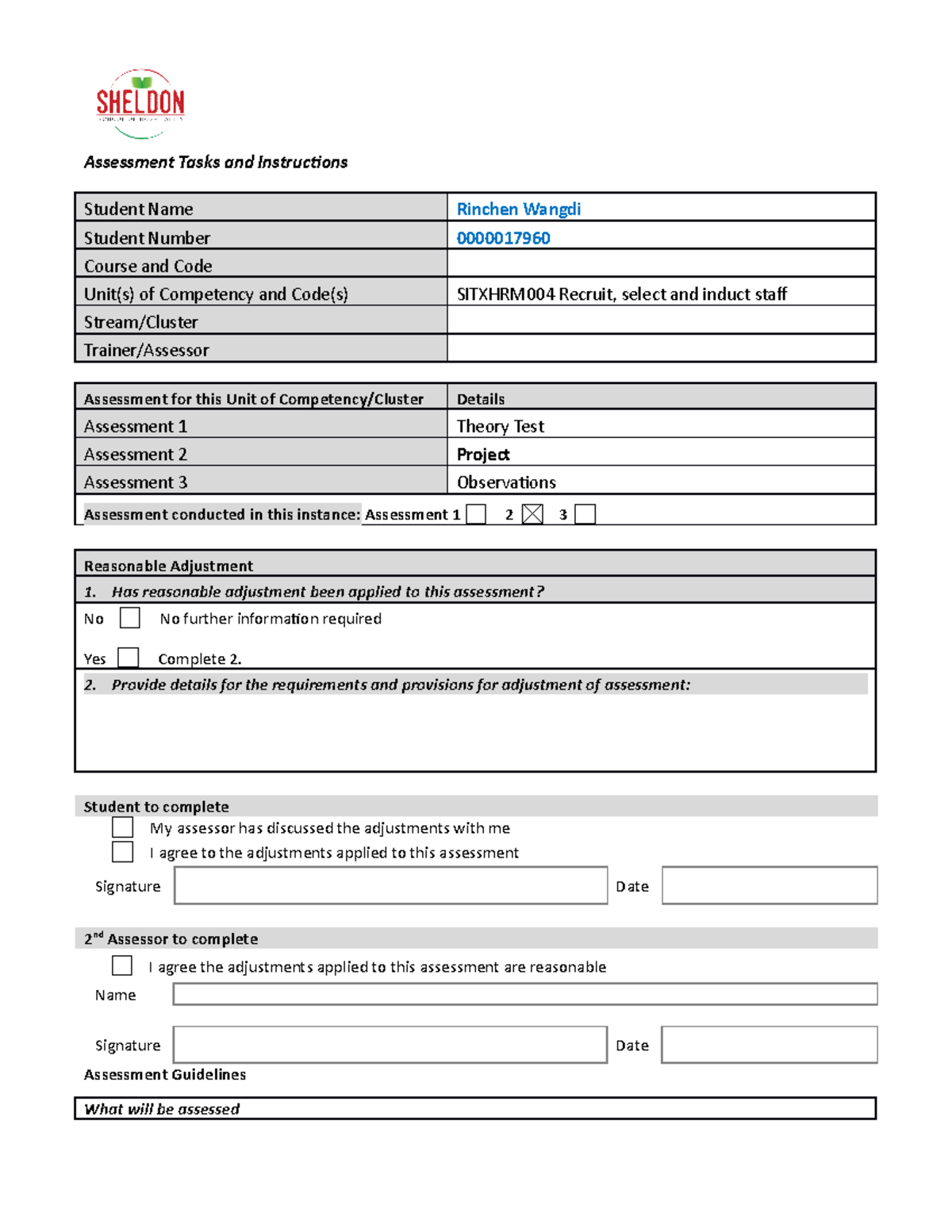 Sitxhrm 004 Assessment 2 -Project - Assessment Tasks and Instructions ...