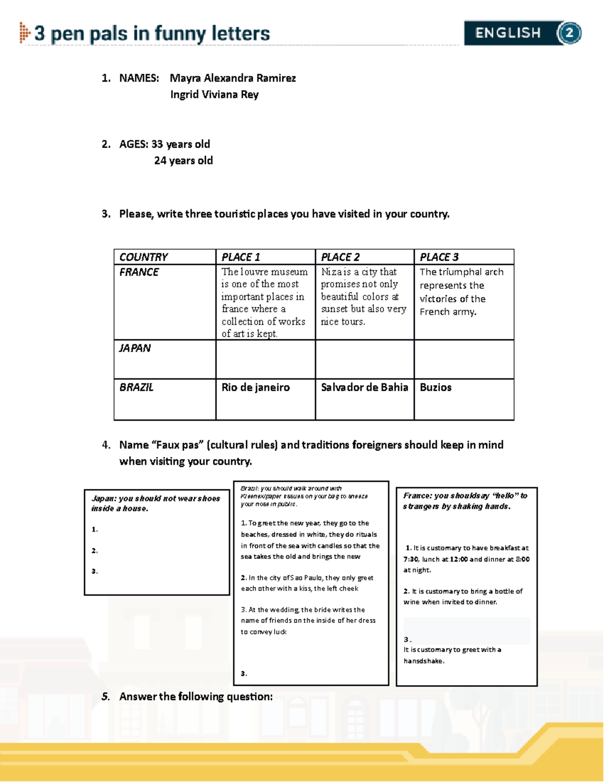 Pen Pal application form (2) alex - NAMES: Mayra Alexandra Ramirez ...