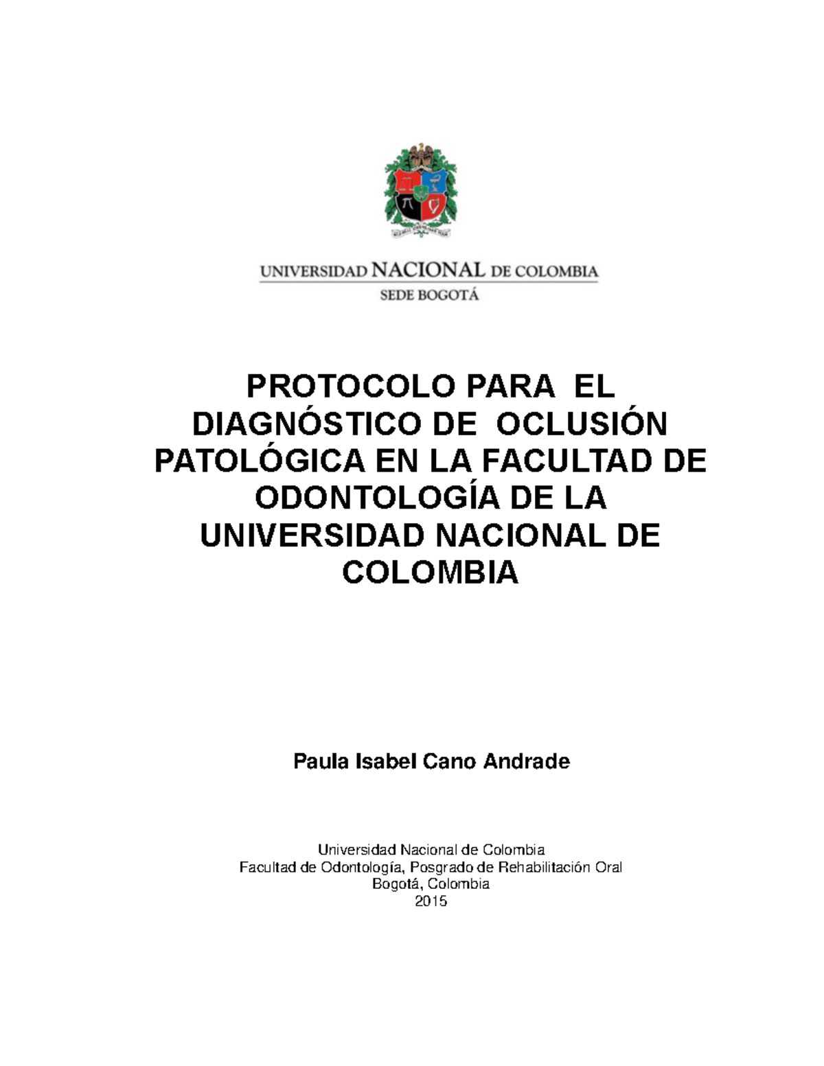 Protocolo PARA EL Diagnostico DE Oclusio - PROTOCOLO PARA EL ...