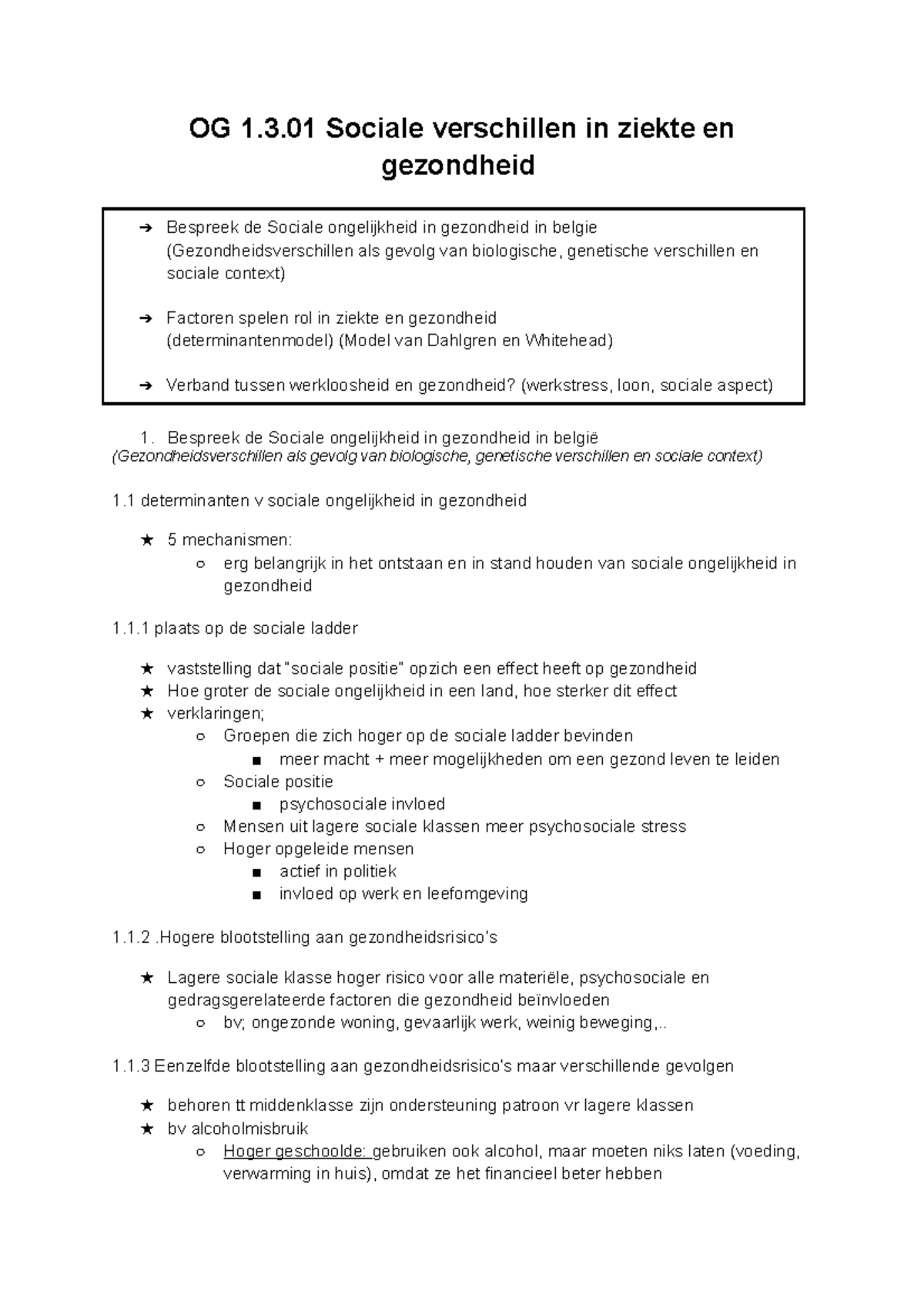 OG 1.3.01 Sociale verschillen in ziekte en gezondheid - OG 1.3 Sociale ...