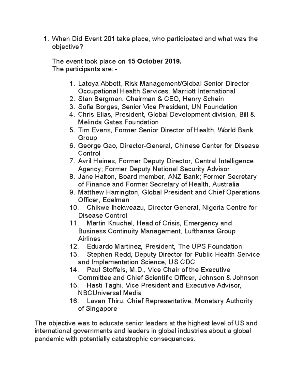 When Did Event 201 take place - When Did Event 201 take place, who ...