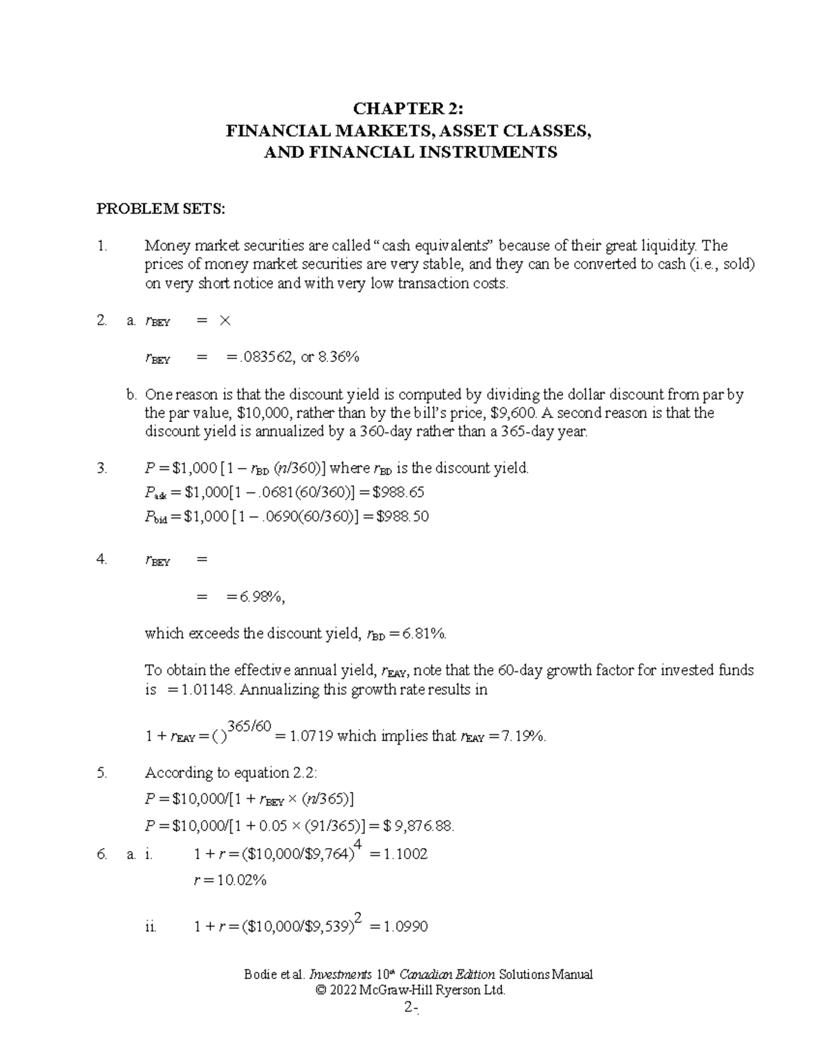 Ch02 - Answer key for Ch2 practice questions. - CHAPTER 2: FINANCIAL ...