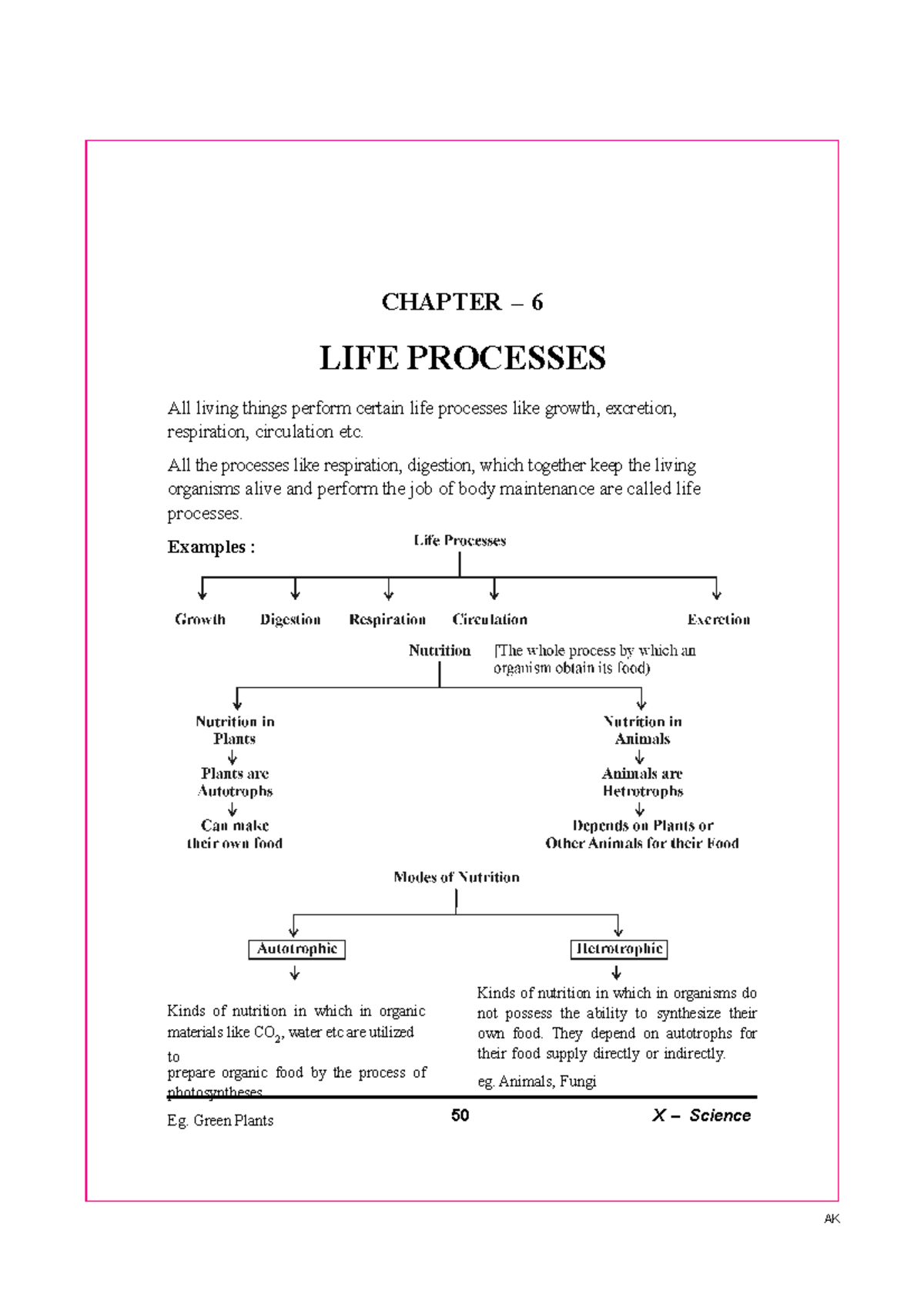 Biology notes 06 Life Processes - AK CHAPTER – 6 LIFE PROCESSES All ...